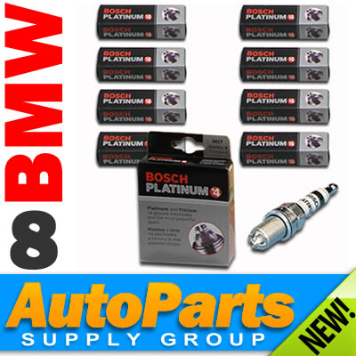 8 BMW Spark Plug Genuine Bosch Platinum+4 Factory Spec Set V8 5,6,7,M,X ...